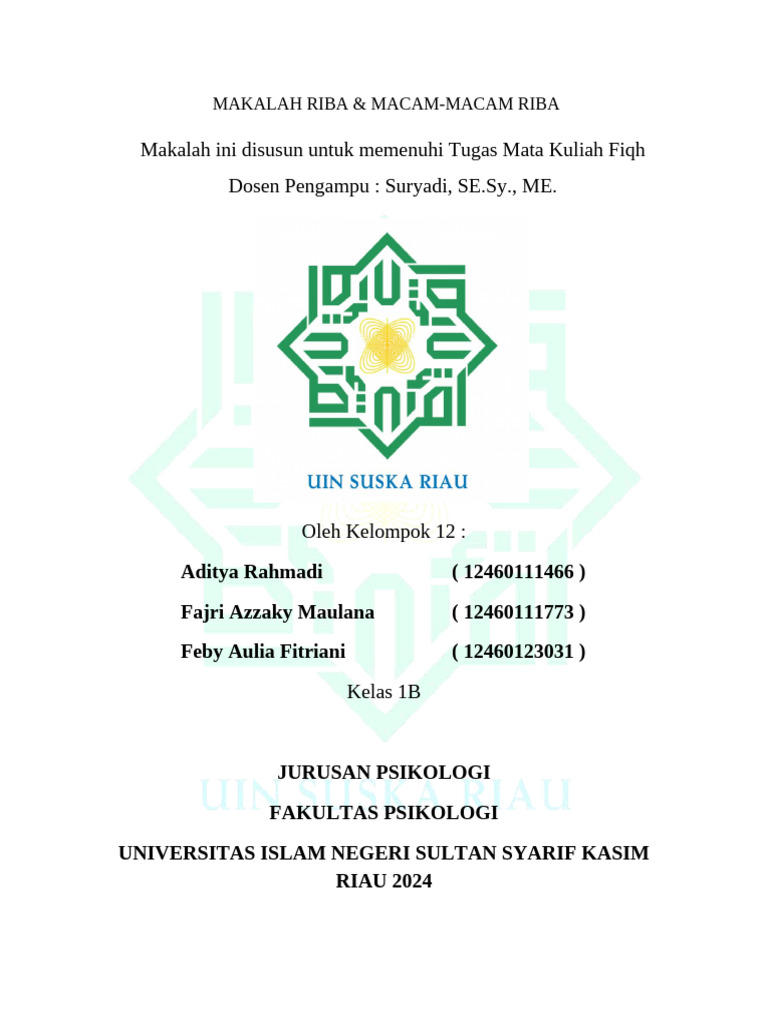 Revisi Makalah Riba Kelompok 12 | PDF