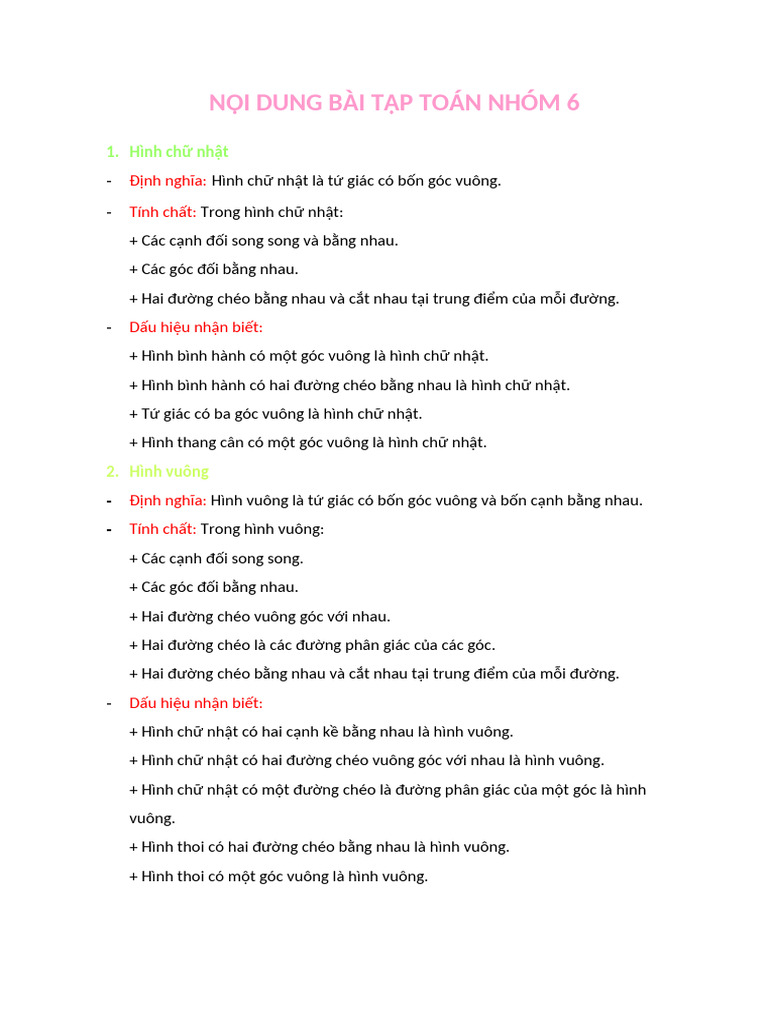 NỘI DUNG BÀI TẬP TOÁN NHÓM 6 | PDF