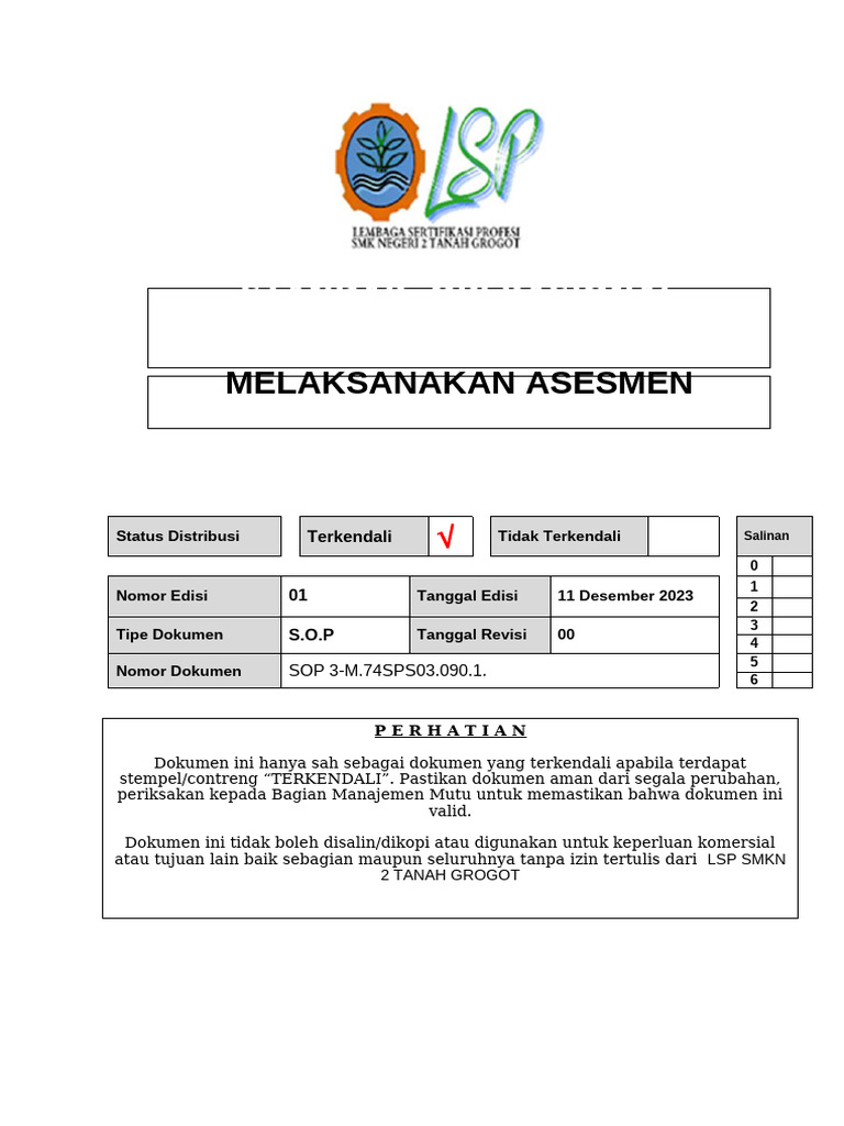 Sop Melaksanakan Asesmen | PDF
