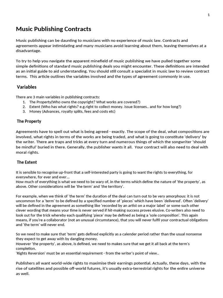(P) Music Publishing Contracts | PDF | Royalty Payment | Copyright