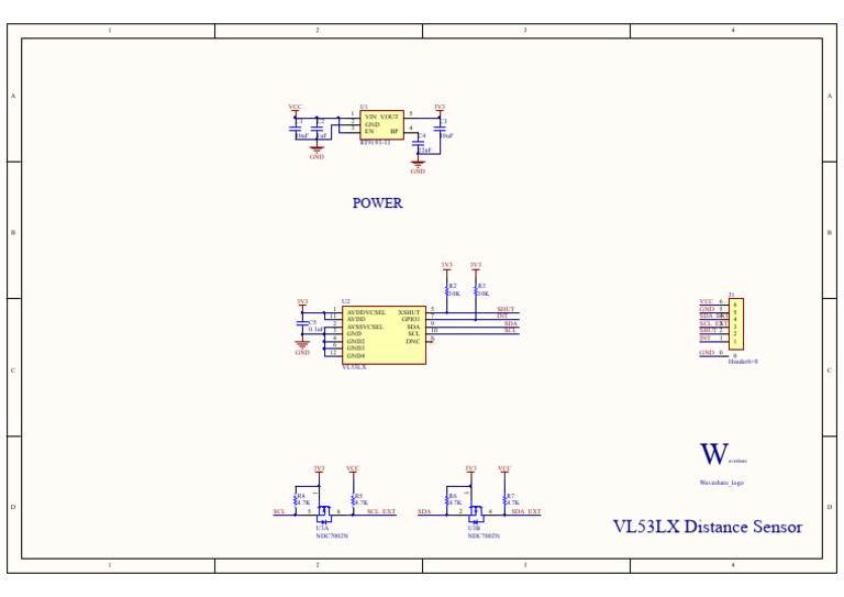VL53LX Distance Sensor Schematic | PDF