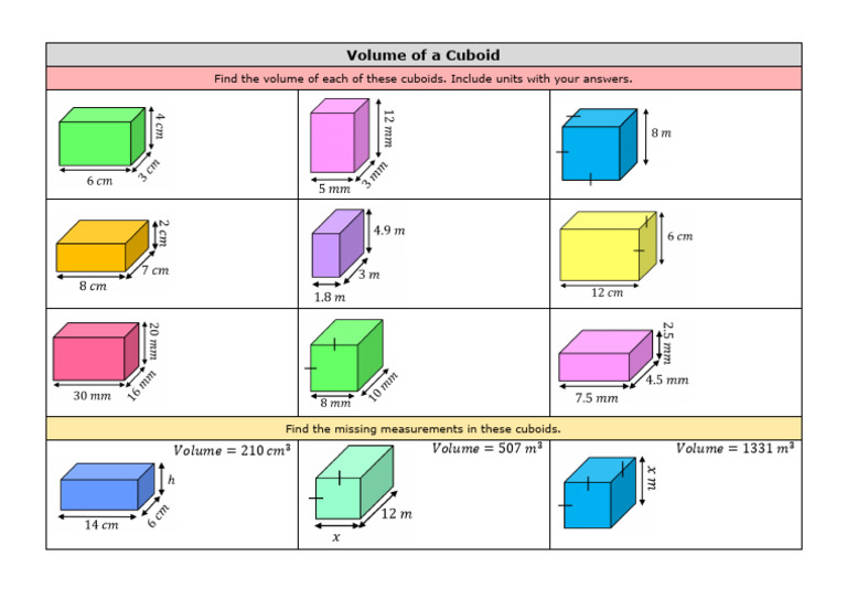 Cuboid Volume Calculation Guide | PDF