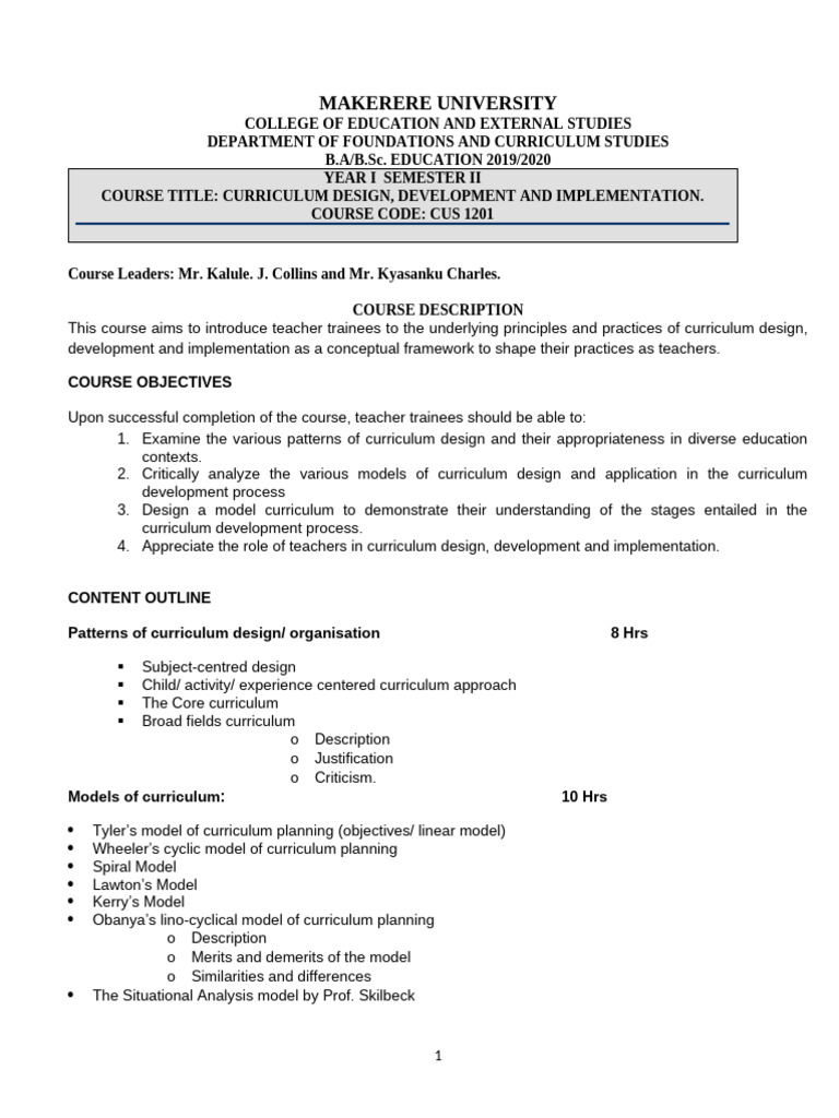 Curriculum Design and Development Overview | PDF | Curriculum | Learning