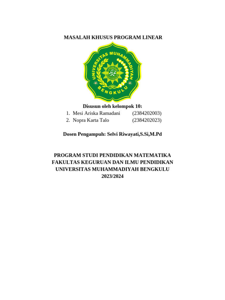 Masalah Khusus Program Linear | PDF