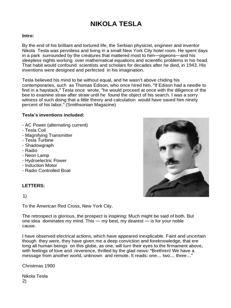 Tutoring. History. Nikola Tesla. | PDF | Nikola Tesla | Nuclear Weapons