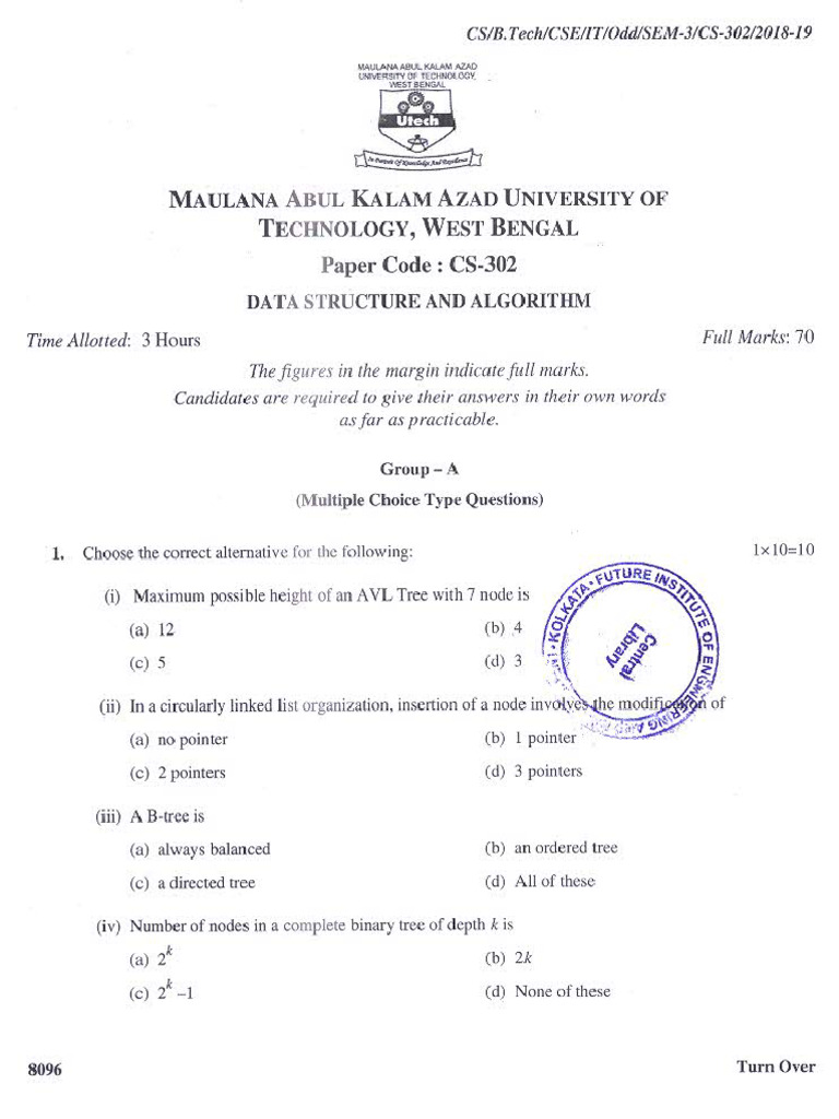 Data Structure and Algorithm - CS302 - 2018 | PDF