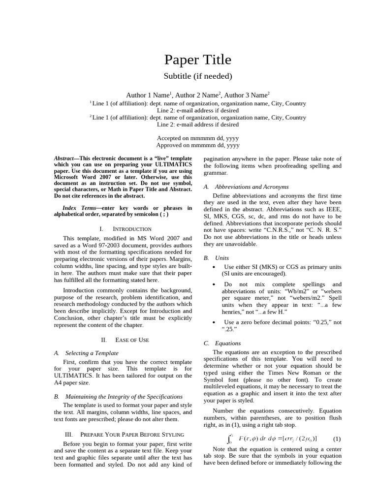 Manuscript Template - English Ultimatics | PDF | Bracket | Text