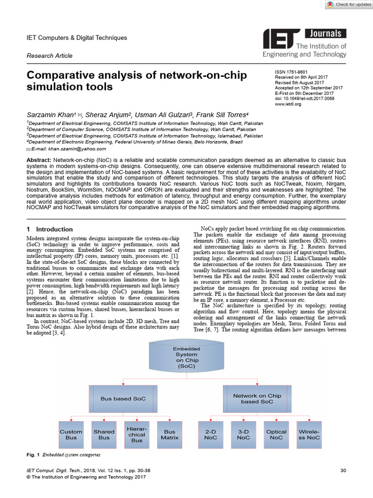 IET Computers Digital Tech - 2017 - Khan - Comparative Analysis of Network On Chip Simulation ...