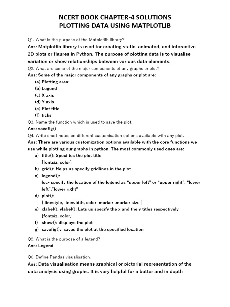 NCERT Plotting CH - 4 Ex Solutons | PDF | Computing