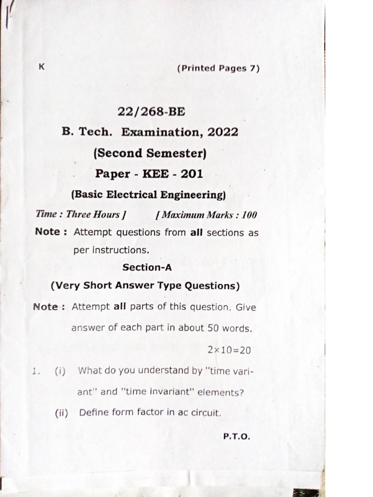 II Sem Q.paper | PDF