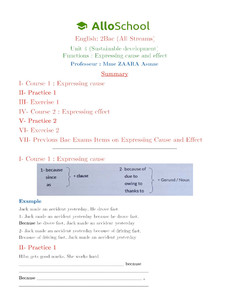 Functions 4 Expressing Cause and Effect | PDF