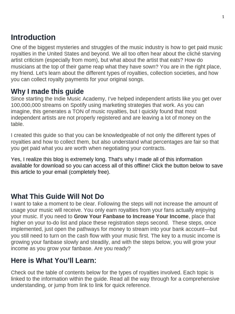 Guide To Collecting Music Royalty | PDF | Royalty Payment | Musical ...