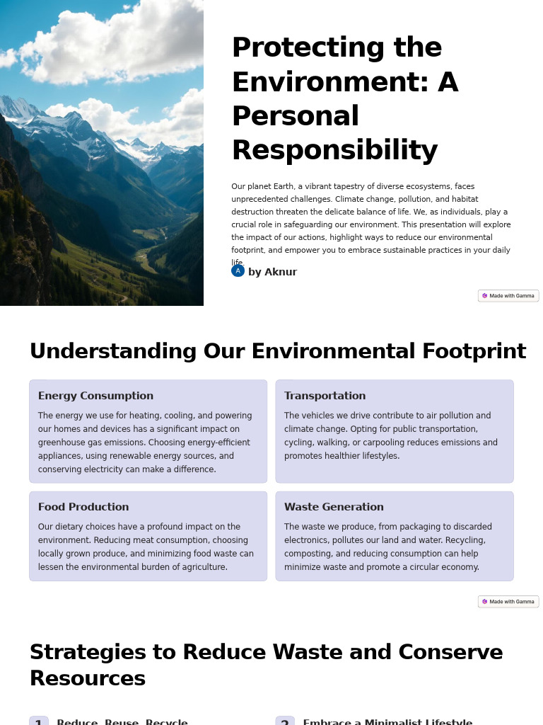 Protecting The Environment A Personal Responsibility | PDF | Waste ...