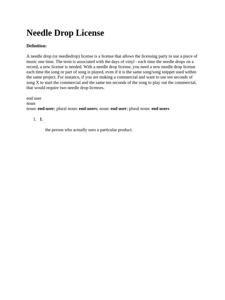 Needle Drop License | PDF