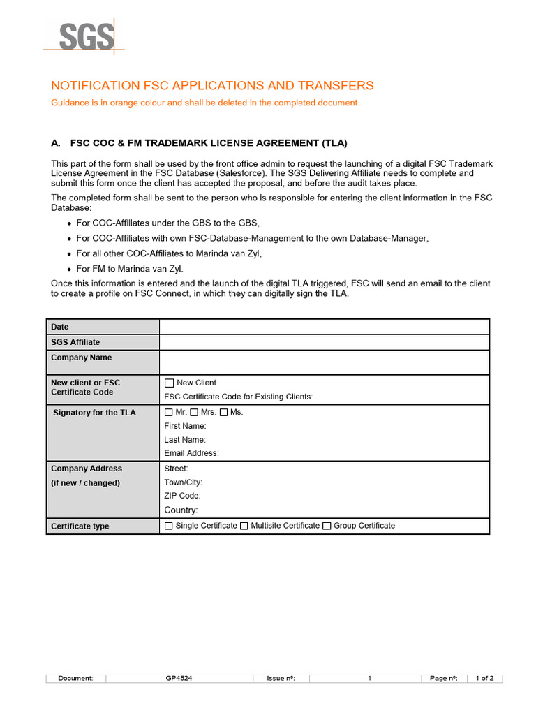 FSC Application and Transfer Guidelines | PDF | Forest Stewardship Council