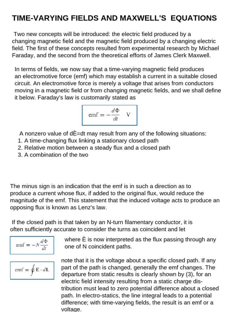 8 - Time Varying Fields - Maxwells Equations | PDF | Magnetic Field | Physical Sciences