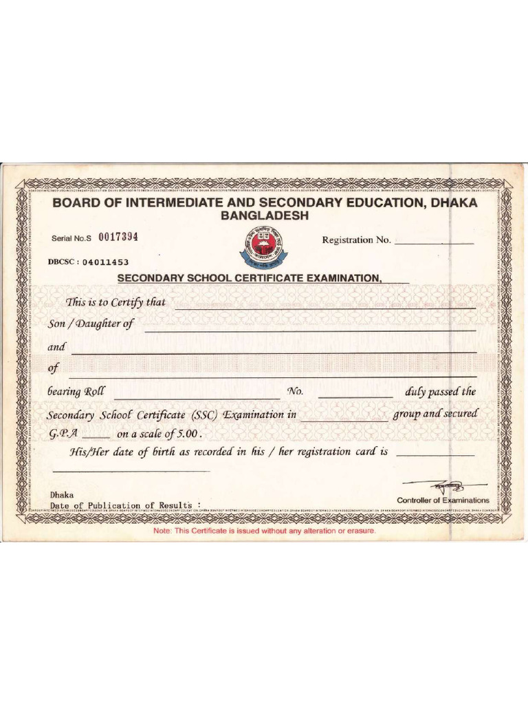 SSC Certificate 1 2048 | PDF