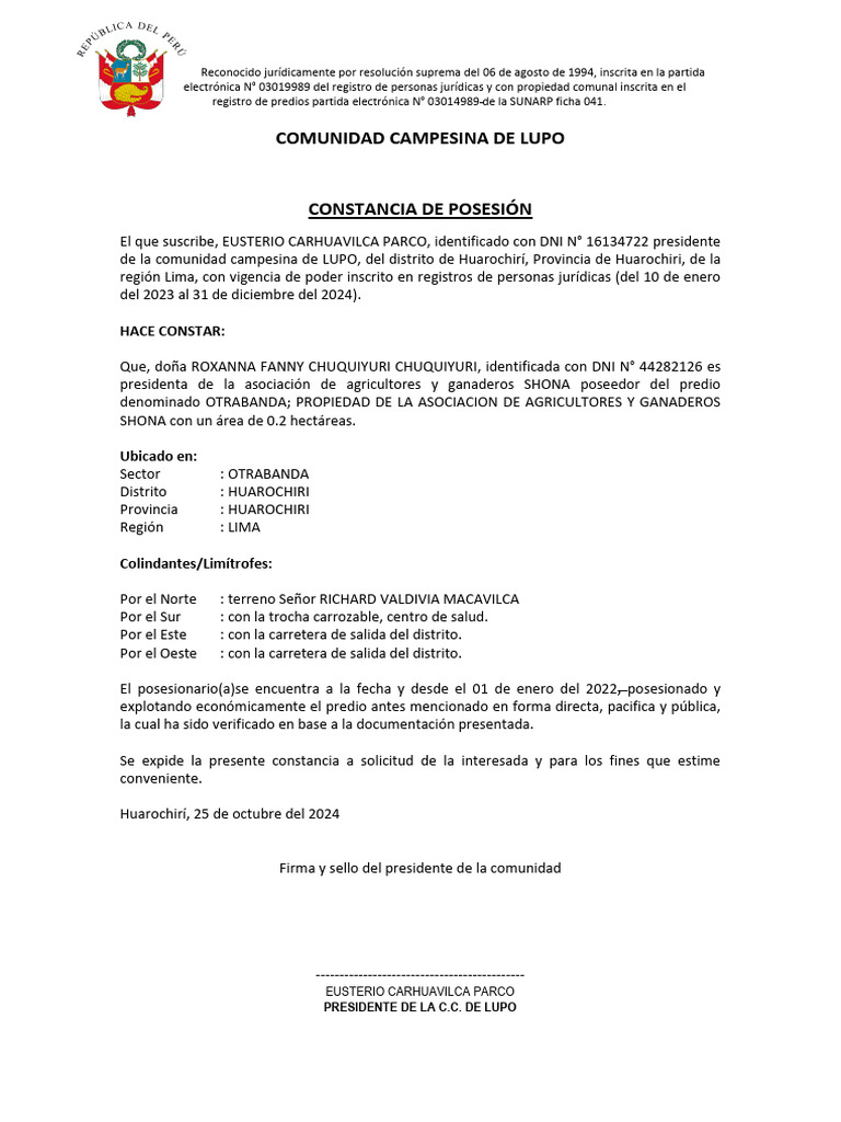 Constancias de Posicion Formato Final | PDF
