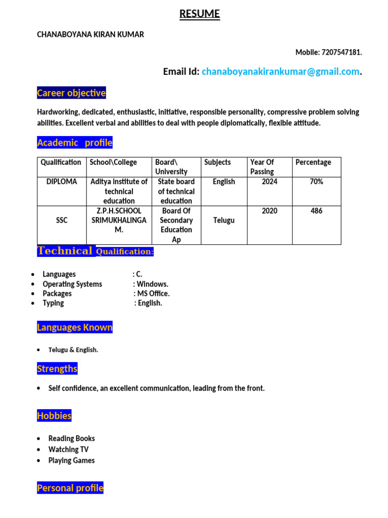 kiran resume | PDF