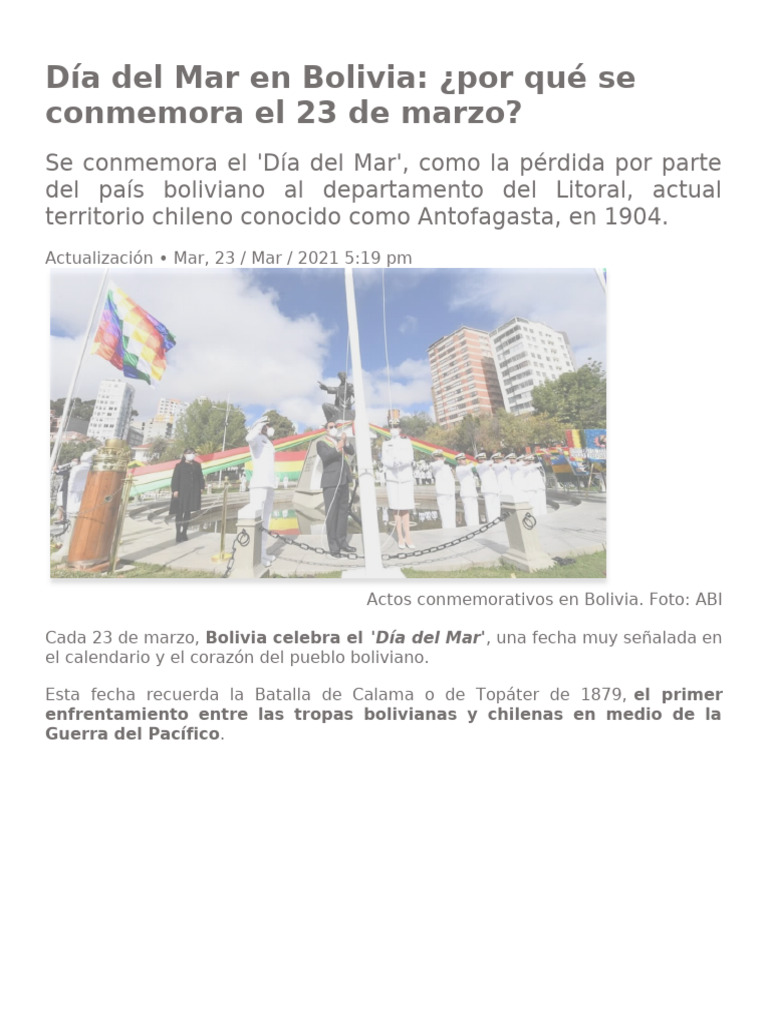Día Del Mar en Bolivia | PDF