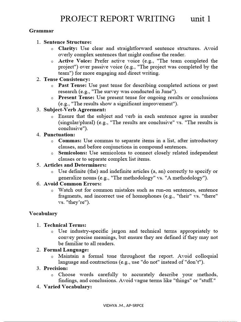 Project Report Writing Guidelines | PDF | Grammatical Number | Verb