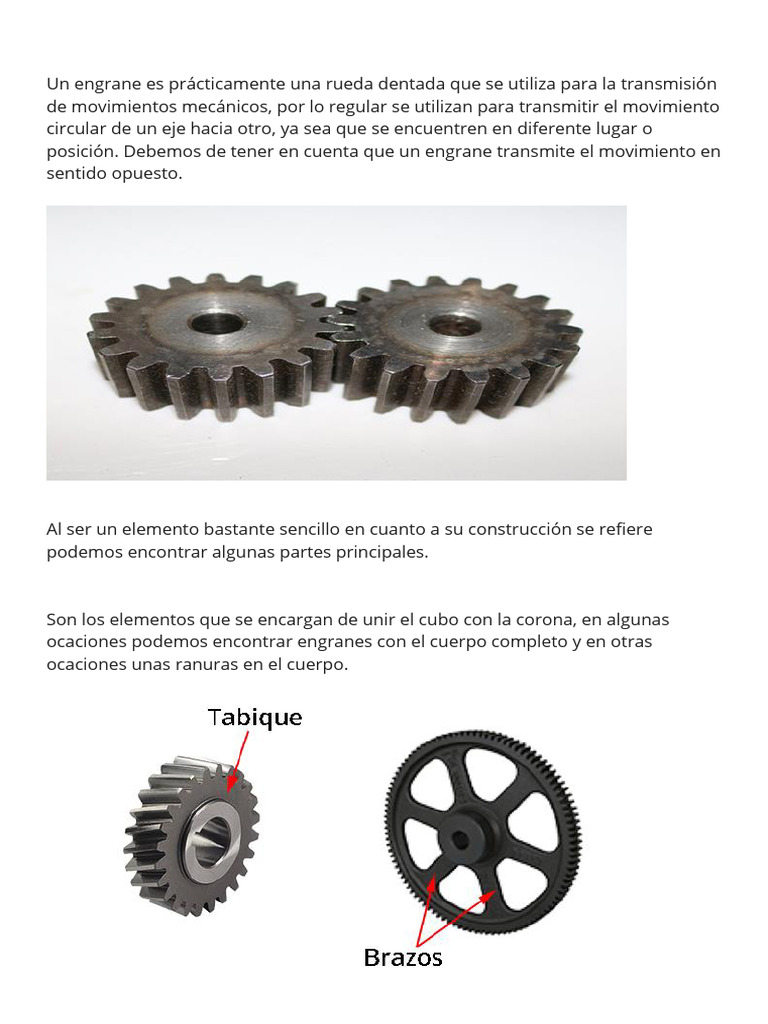 Partes y Tipos de Engranajes Mecánicos | PDF | Rodamiento (Mecánico ...