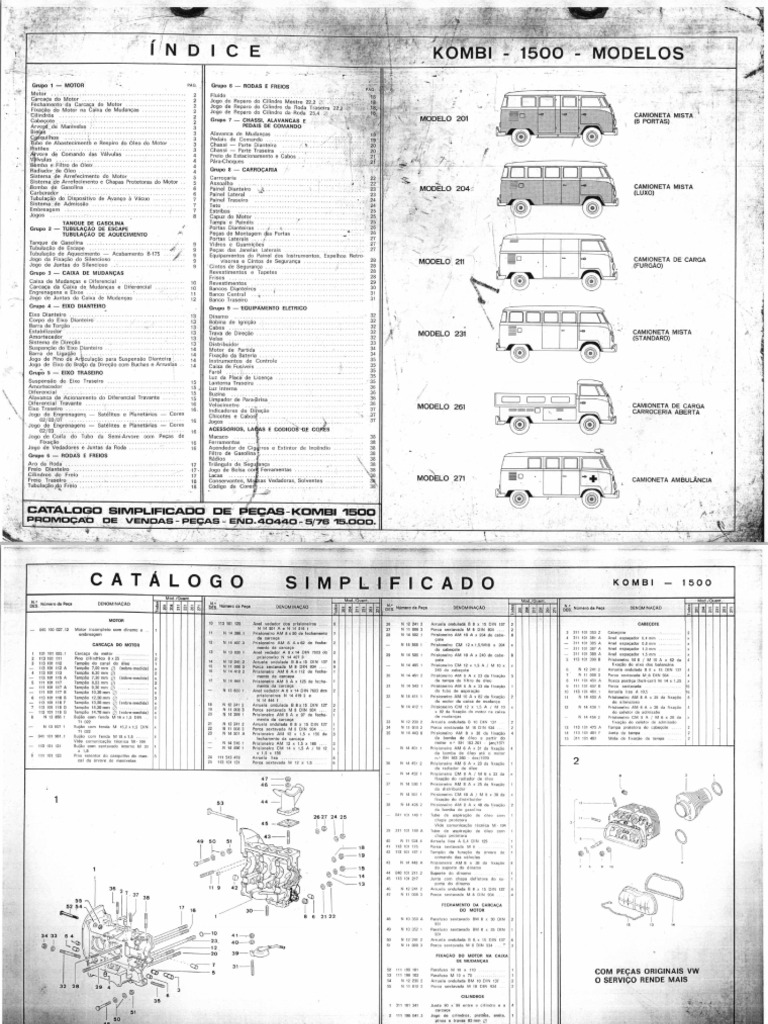 Catalogo Peças VW Kombi 1500 | PDF