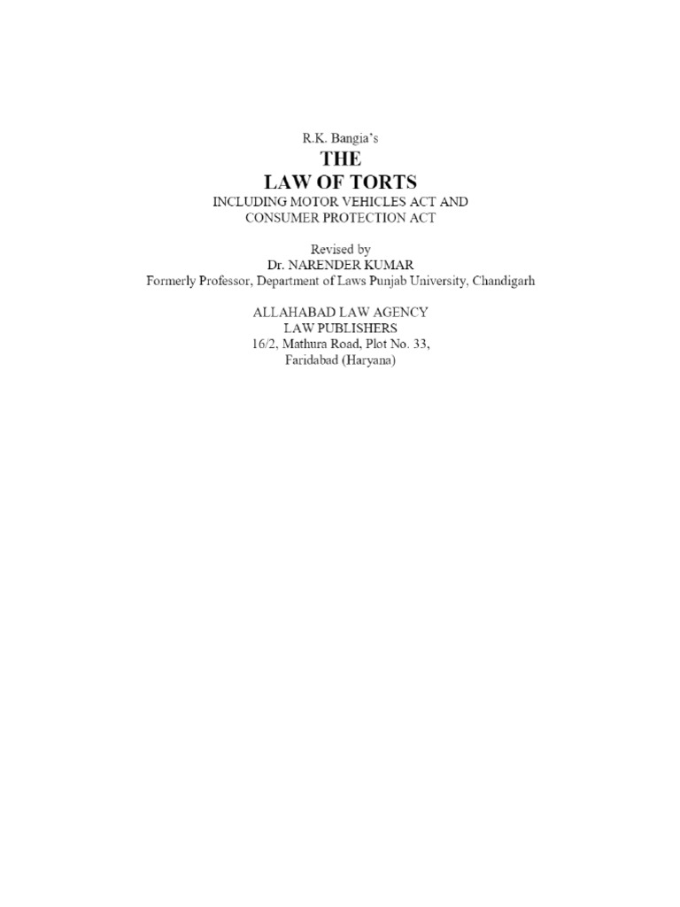 Law of Torts by R.K Bangia | PDF