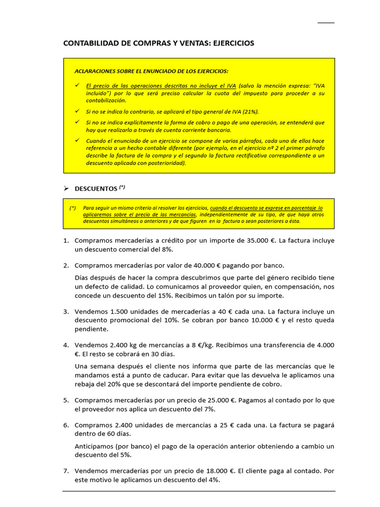CONTABILIDAD DE COMPRAS Y VENTAS - EJERCICIOS_337ead44973ac93f937188d9a2aba836 | PDF | Factura ...
