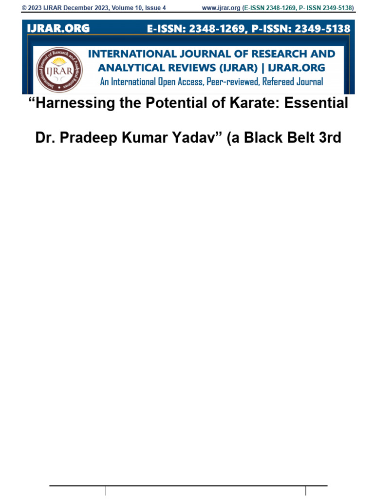Karate's Modern Relevance by Pradeep Yadav | PDF | Psychological ...