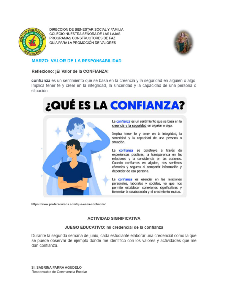Reflexion Valor de La Confianza Junio | PDF