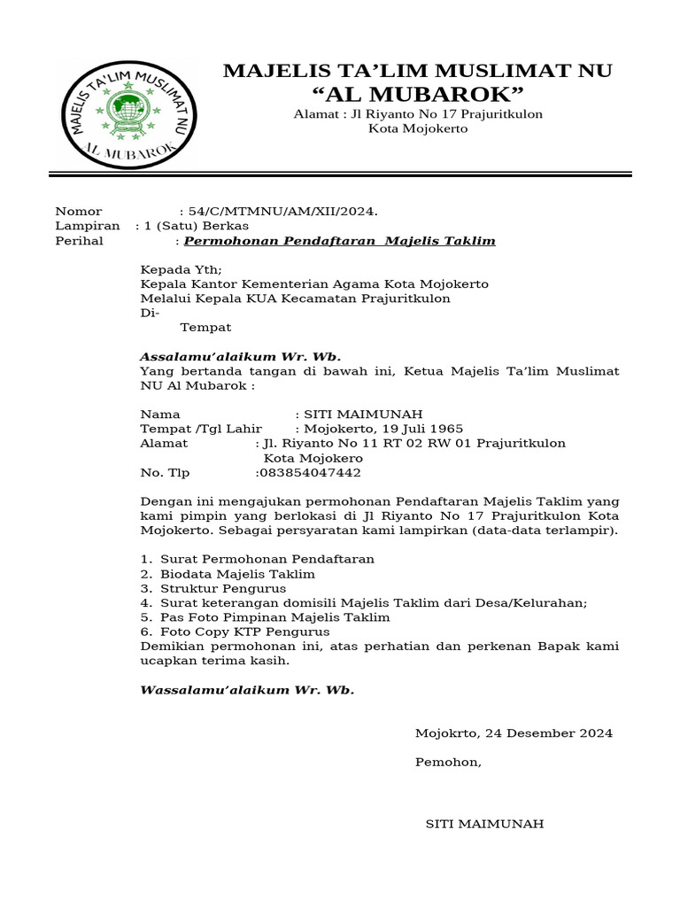 1 A. SURAT PERMOHONAN SKT | PDF