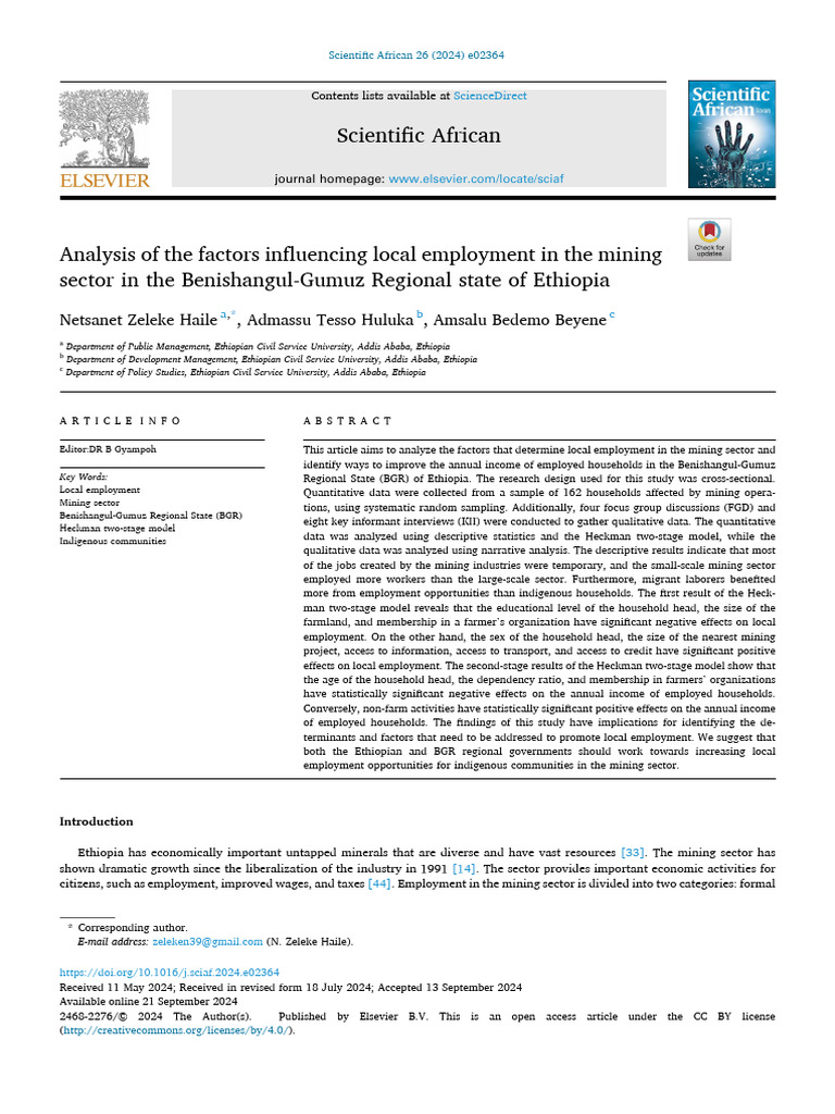 Analysis of The Factors Influencing Local Employment in The Mining ...