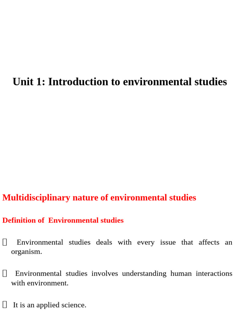 Unit 1 - Introduction To Environmental Studies - Nov 2022-1 | PDF ...
