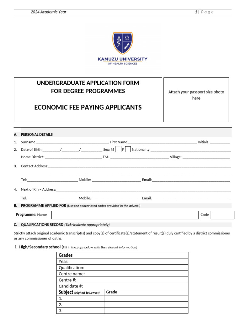 KUHES-2024-APPLICATION-FORM-FOR-ECONOMIC-FEE-PAYING-1 (5) | PDF