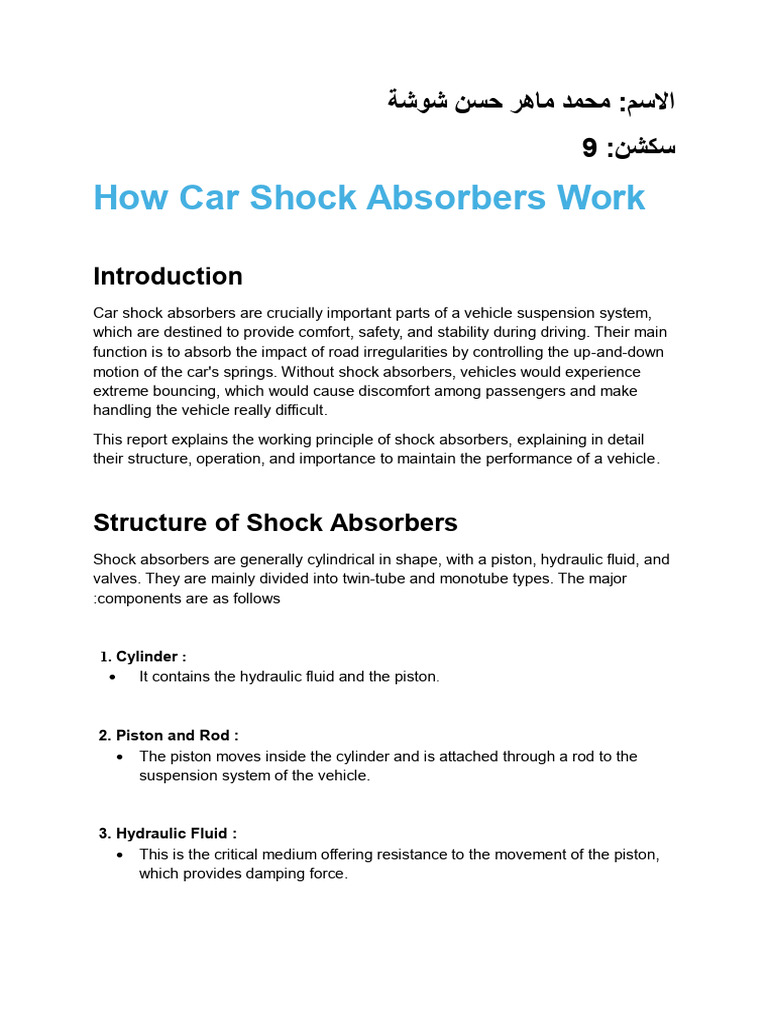 How Car Shock Absorbers Work | PDF | Mechanical Engineering | Vehicle ...