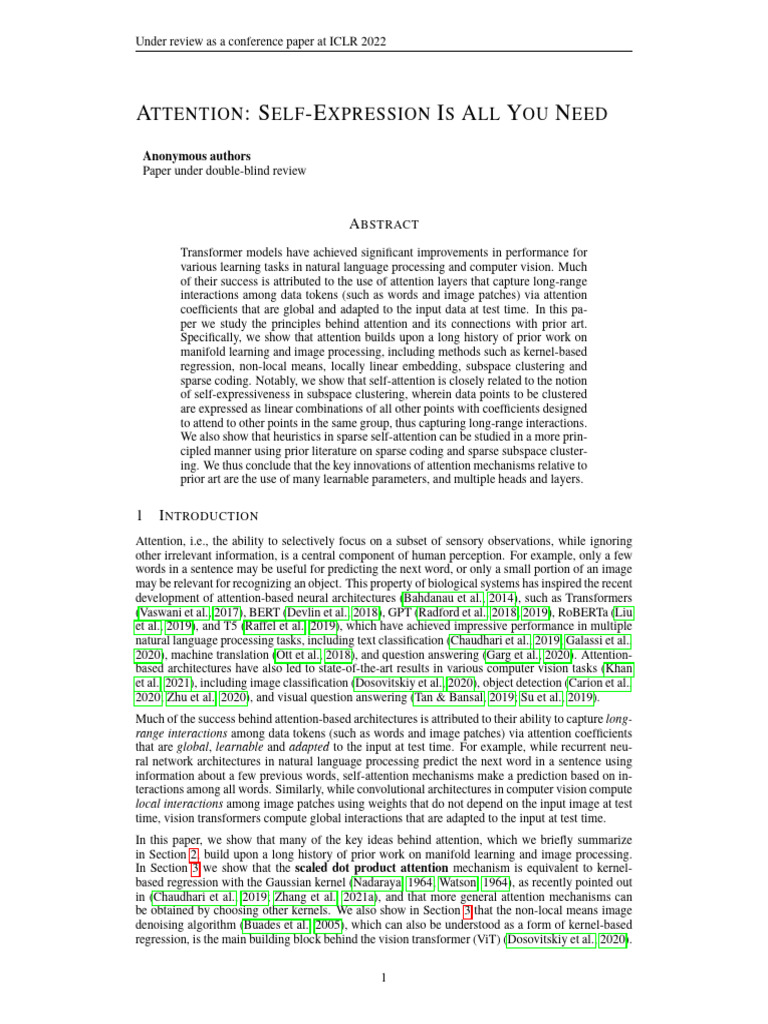 Attention - Self-Expression Is All You Need | PDF | Computational Neuroscience | Machine Learning