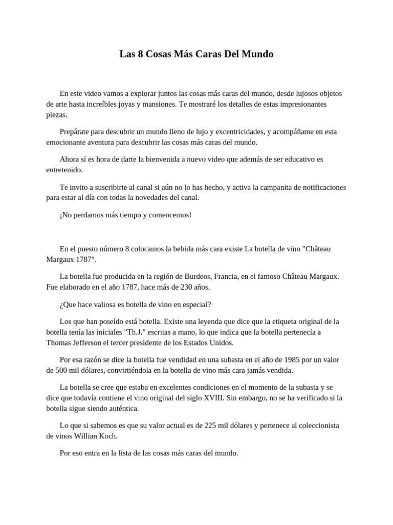 8 Cosas Más Caras Del Mundo | PDF | Violín