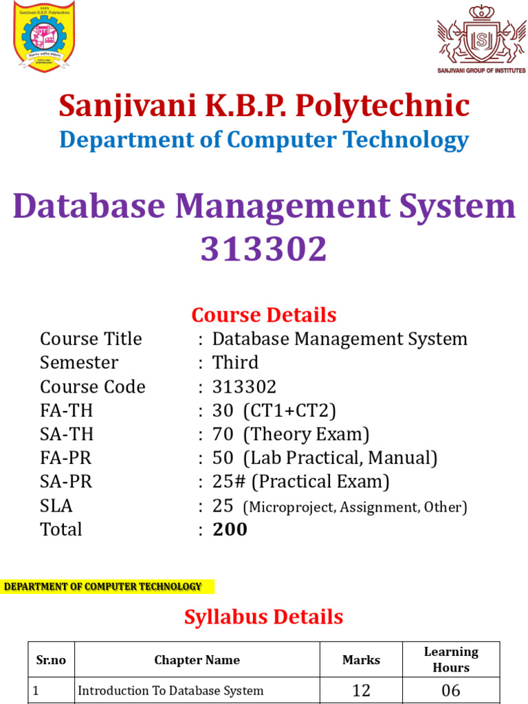 K_DMS Unit 1 Print | PDF | Databases | Relational Database