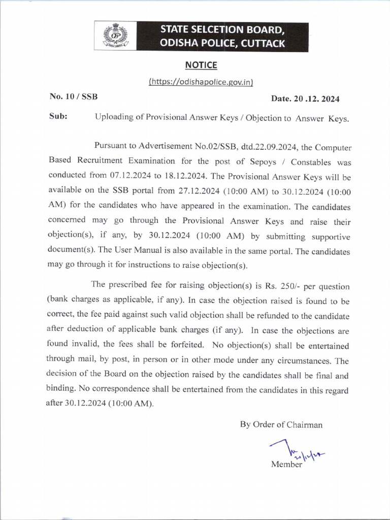 Letter No. 10-SSB, Dt. 20.12.2024 - 0 | PDF