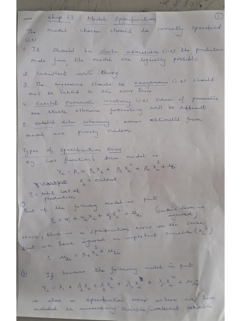 chap.13 model specifications | PDF