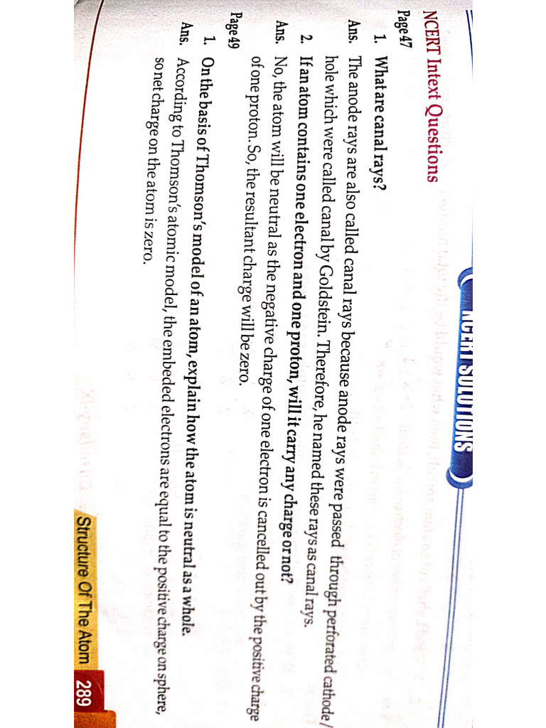 ch-4 (Structure of Atom) NCERT Ques.. | PDF