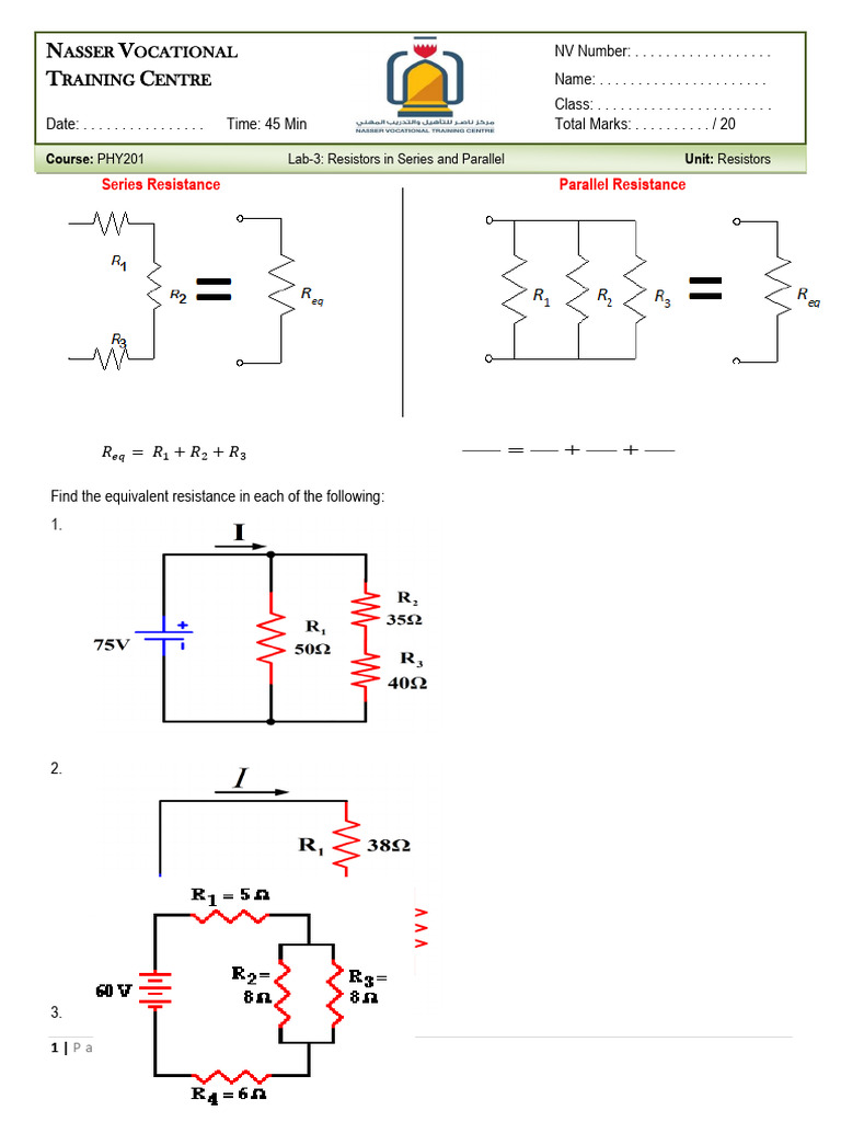 Lab-4 - Resistors in Series and Parallel | PDF