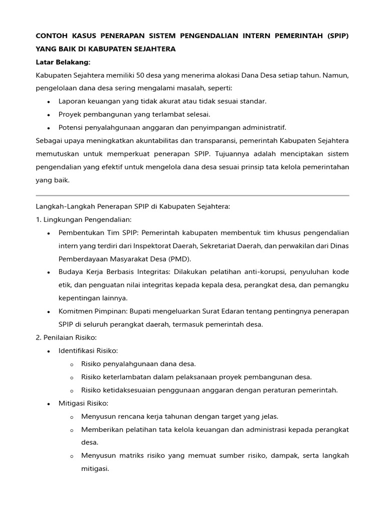 Contoh Kasus Penerapan SPIP | PDF