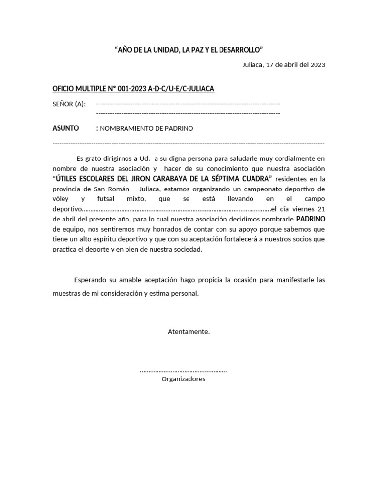 OFICIO Deporte | PDF