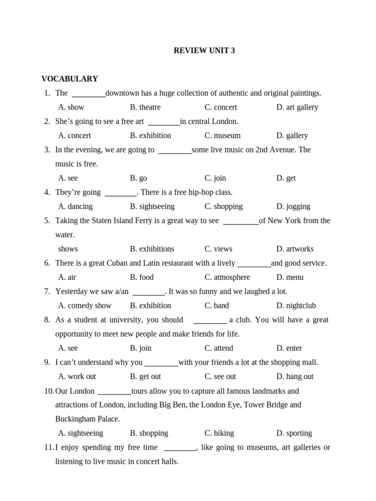 Review Unit 3 | PDF