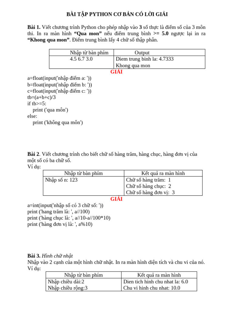 Giai BT Python L P 10 | PDF