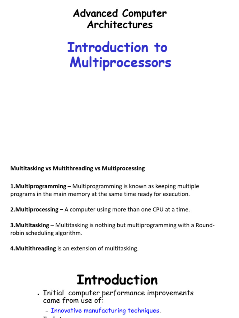 ACA Lecture 28 Multiprocessors | PDF | Thread (Computing) | Process ...