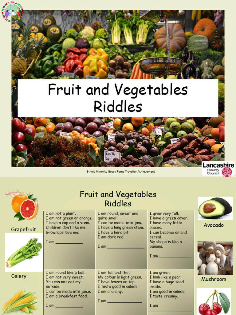 1fruit and Vegetables Riddles | PDF | Salad | Vegetables