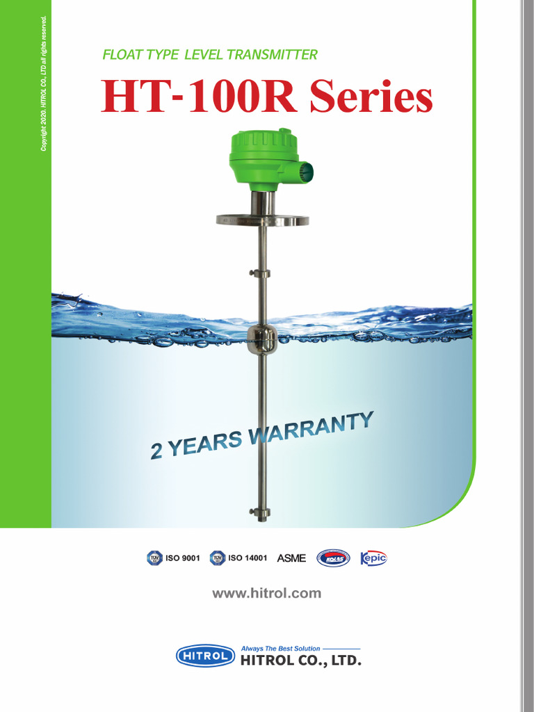 Catalog HITROL Level Instrument Float Type Level Transmitter HT 100R Series | PDF